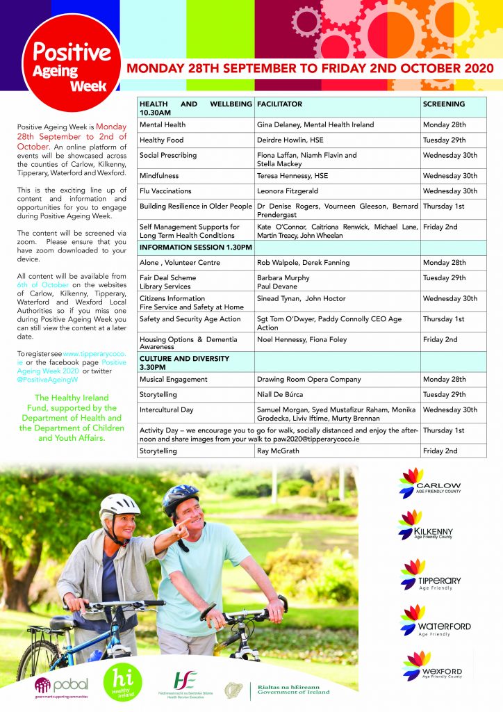 Regional Healthy Ireland Positive Ageing Week 2020 - Age-Friendly World