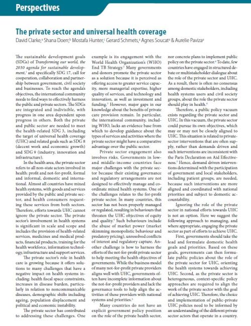 The private sector and universal health coverage | Universal Health ...